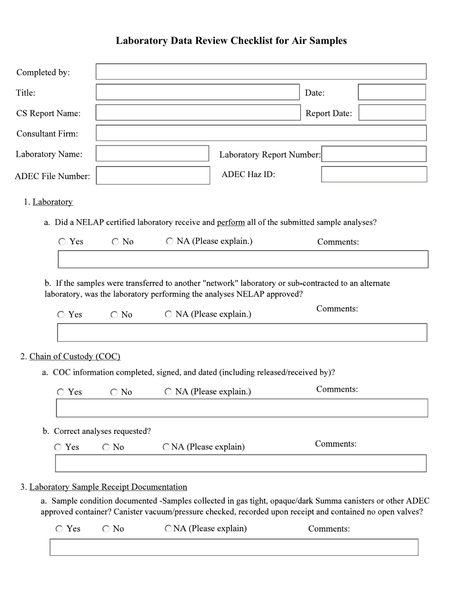 Alaska Laboratory Data Review Checklist for Air Samples - Fill Out ...