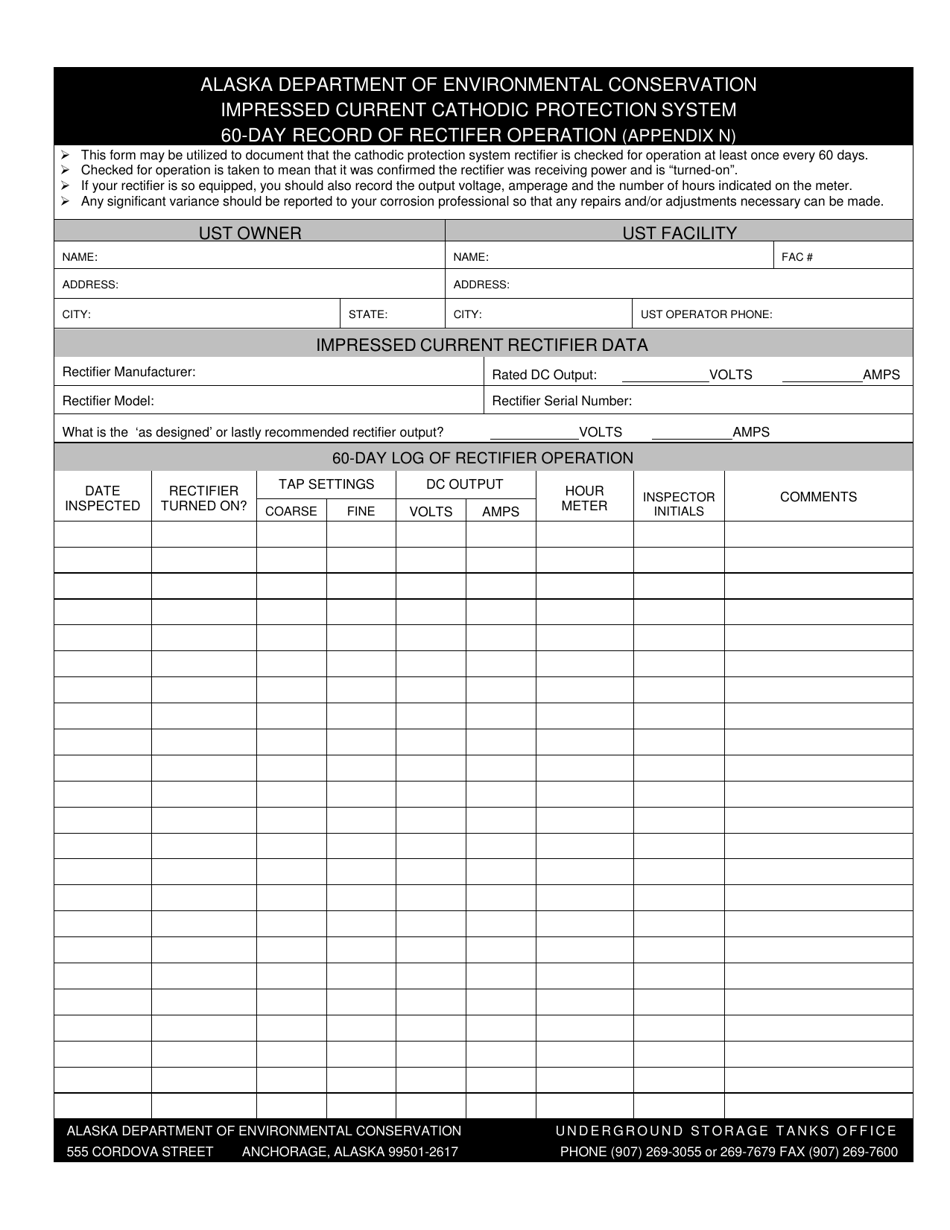 Alaska 60-day Record of Rectifier Operation - Fill Out, Sign Online and ...