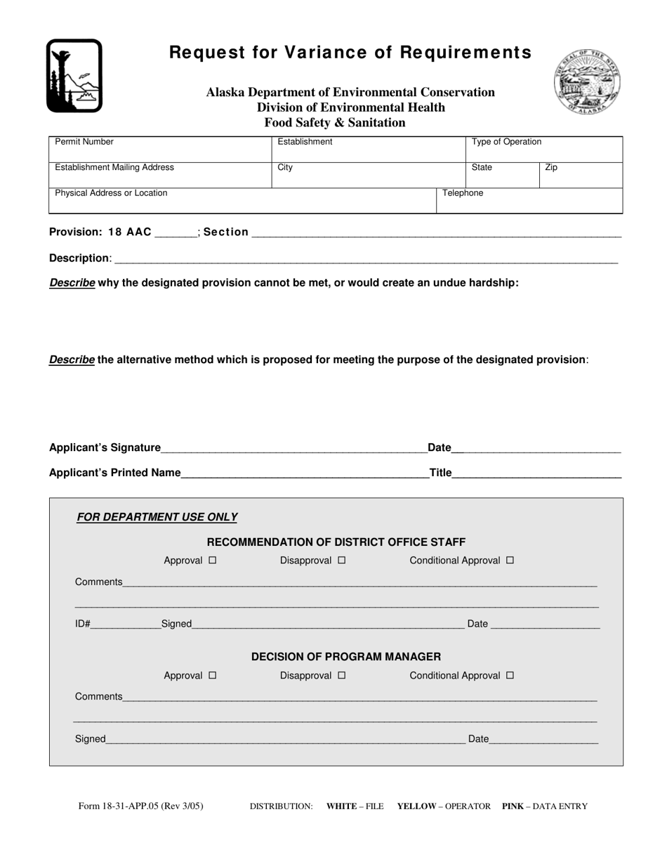 Form 18-31-APP.05 - Fill Out, Sign Online and Download Fillable PDF ...