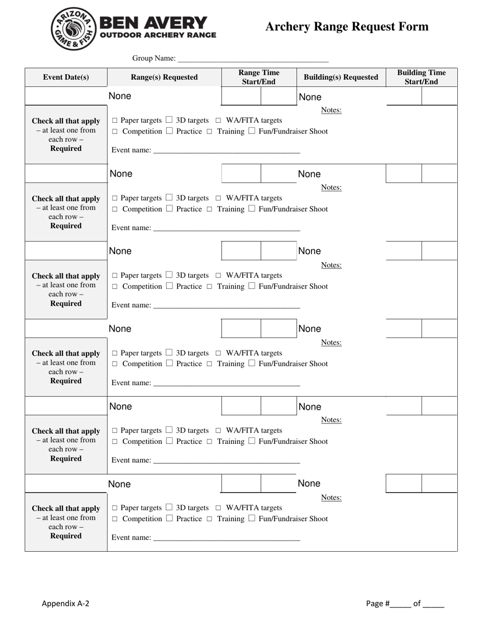 Arizona Archery Range Request Form - Fill Out, Sign Online and Download ...