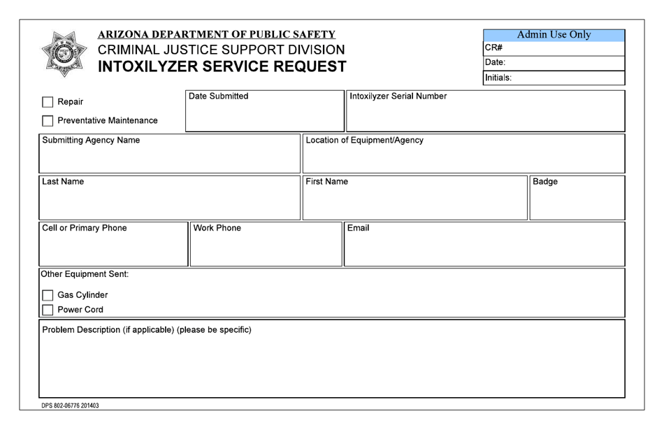 Form DPS802-06776 Download Fillable PDF or Fill Online Intoxilyzer ... Form DPS802-06776 Download Fillable PDF or Fill Online Intoxilyzer ...