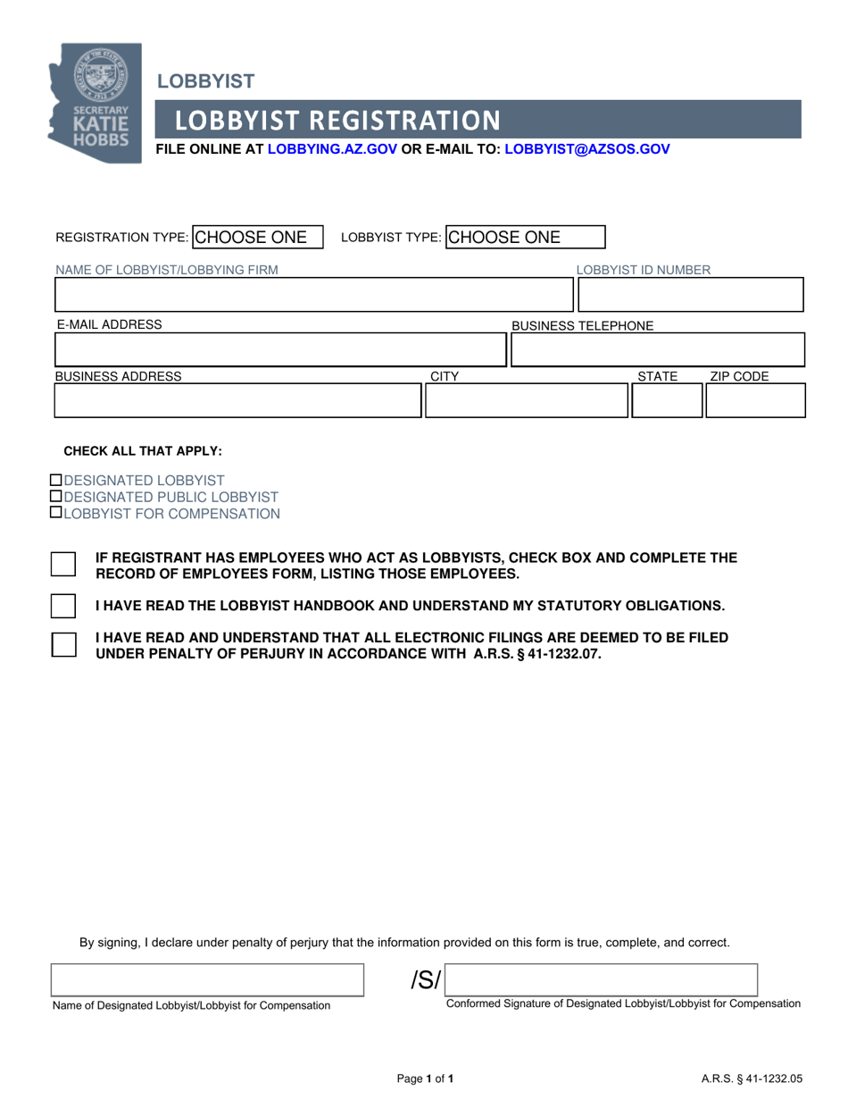 Arizona Lobbyist Registration - Fill Out, Sign Online and Download PDF ...