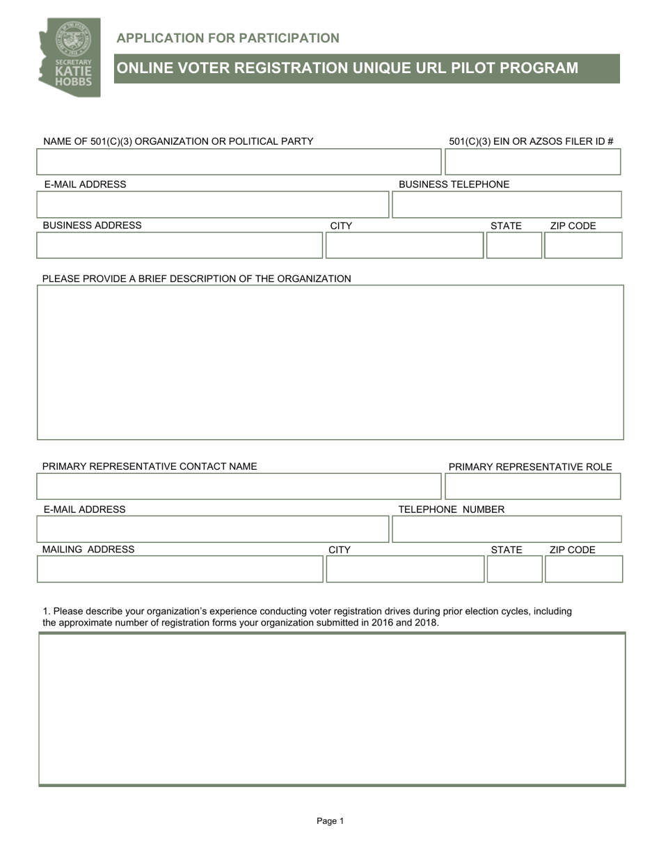 Arizona Application for Participation - Online Voter Registration ...