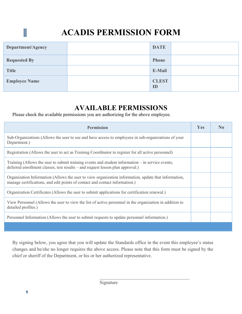 Arkansas Acadis Permission Form - Fill Out, Sign Online and Download ...