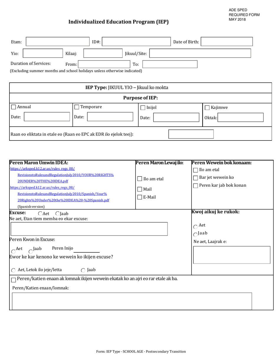 Arkansas Individualized Education Program (Iep) - Postsecondary ...