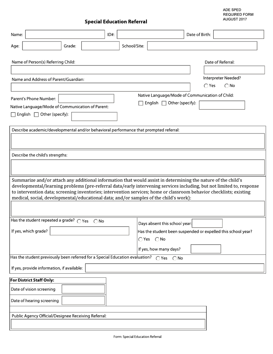 Arkansas Special Education Referral/Referral Conference Decision - Fill ...