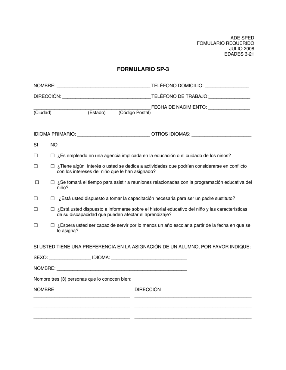 Formulario SP-3 - Fill Out, Sign Online and Download Printable PDF ...