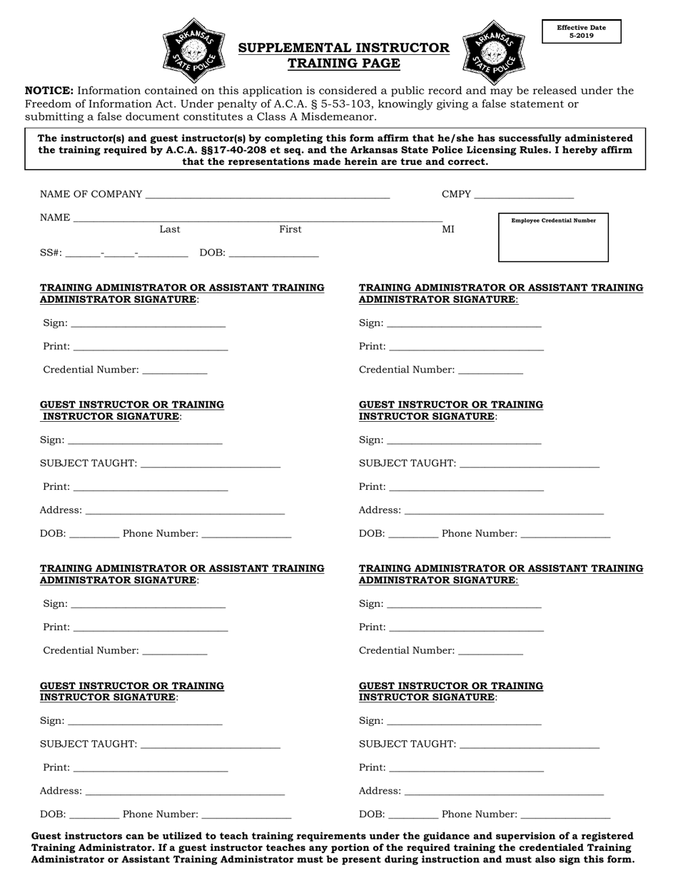 Arkansas Supplemental Instructor Training Page - Fill Out, Sign Online ...
