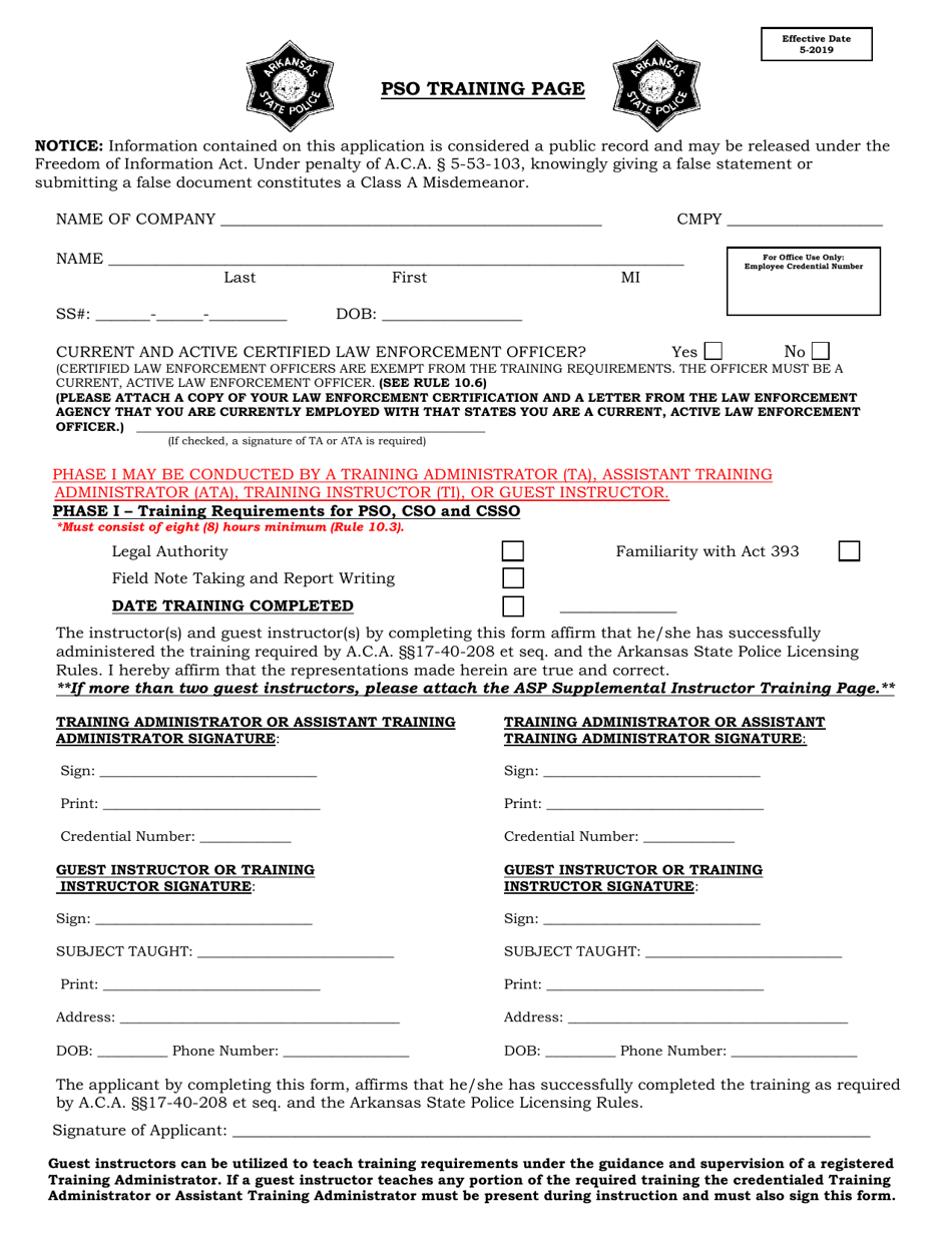 Arkansas Pso Training Page - Fill Out, Sign Online and Download PDF ...