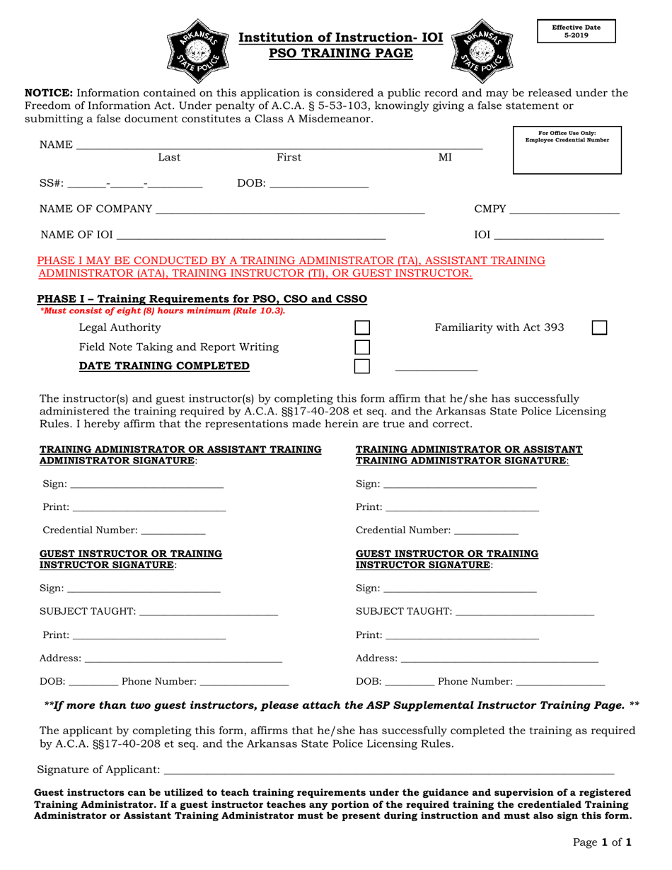 Arkansas Institution of Instruction - Ioi Pso Training Page - Fill Out ...