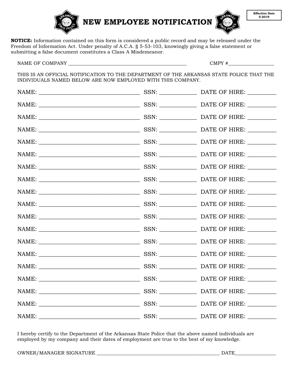 Arkansas New Employee Notification - Fill Out, Sign Online and Download ...