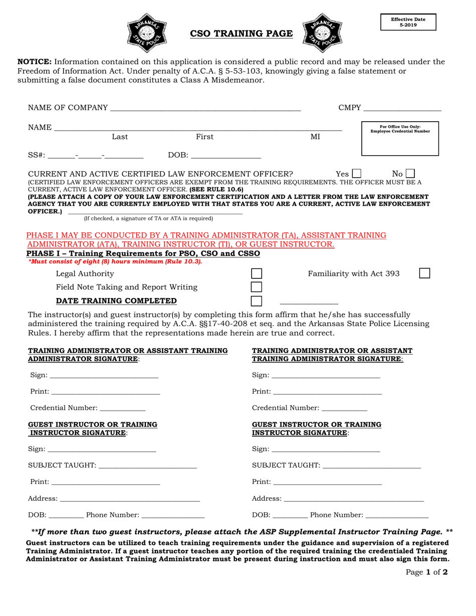 Arkansas Cso Training Page - Fill Out, Sign Online and Download PDF ...