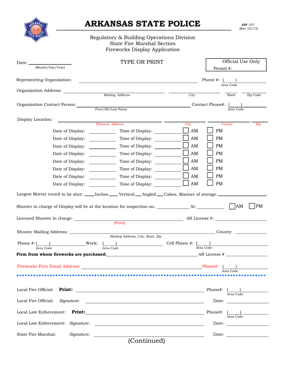 Form ASP-107 - Fill Out, Sign Online and Download Fillable PDF ...