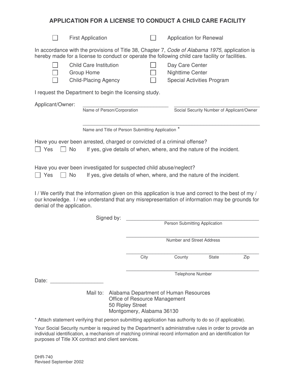 Form DHR-740 - Fill Out, Sign Online and Download Printable PDF ...