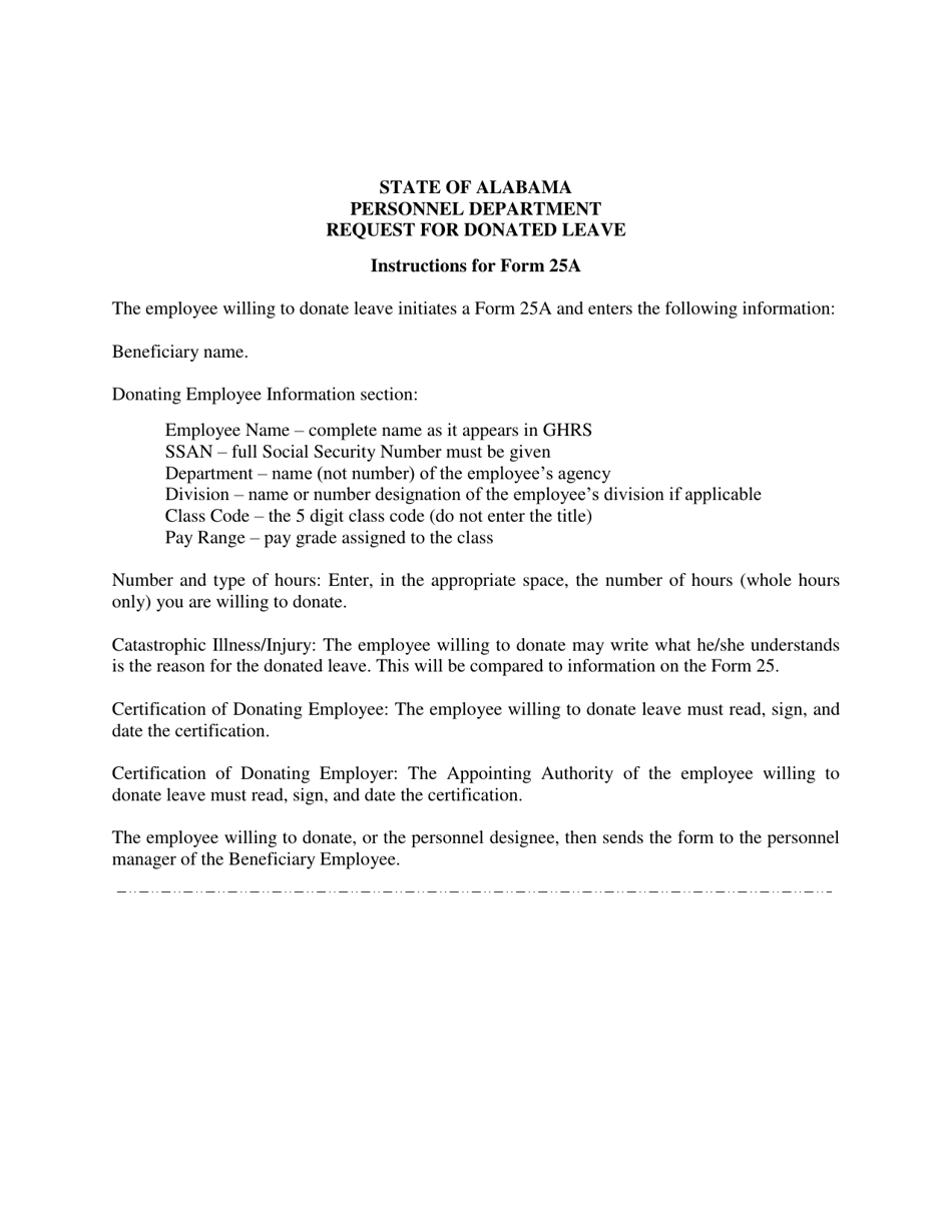 Download Instructions for Form 25A Request to Donate Leave PDF ...