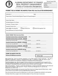 Alabama Permit Fee & Permit Re-inspection Fee Calculaton Worksheet ...
