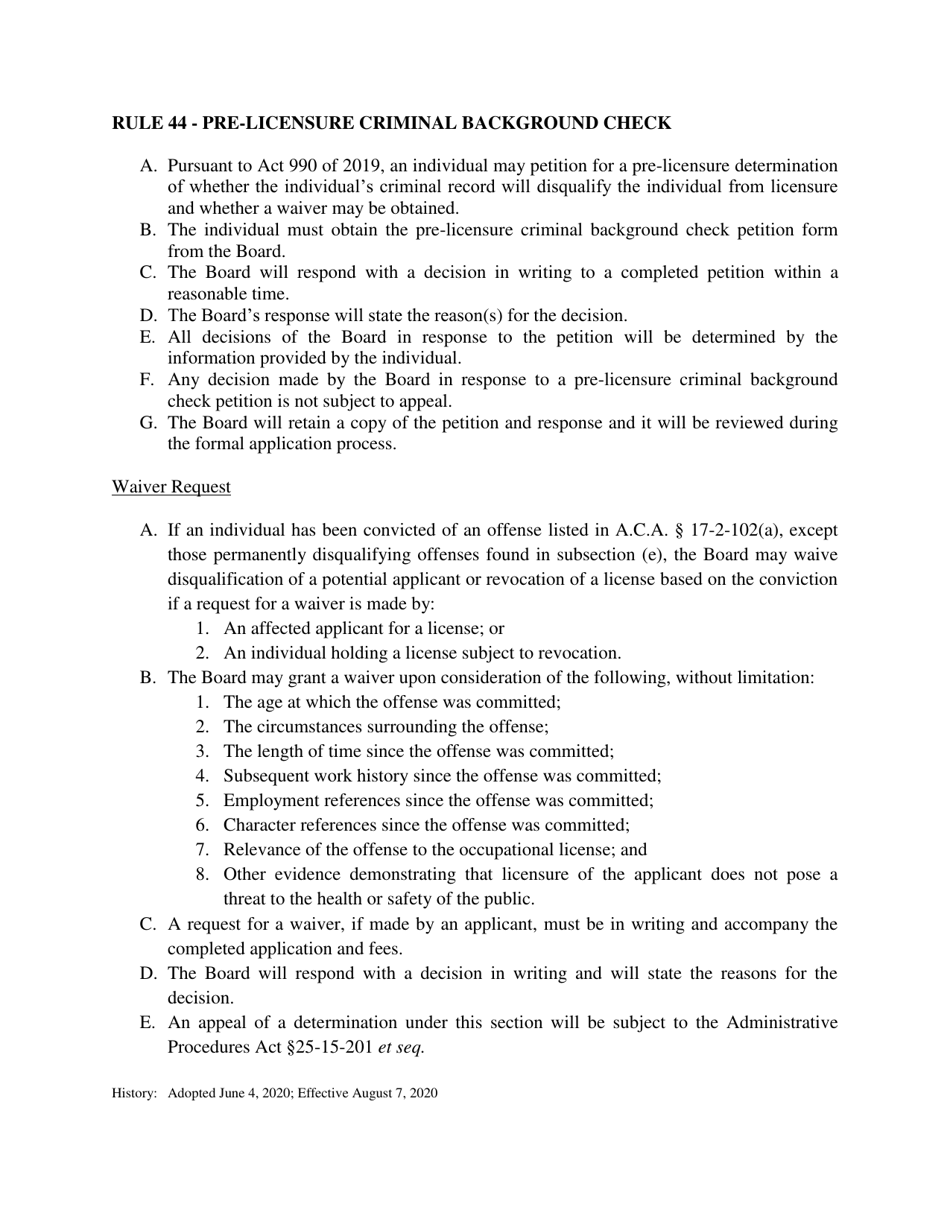 Arkansas Pre-licensure Criminal Background Check Petition Download ...