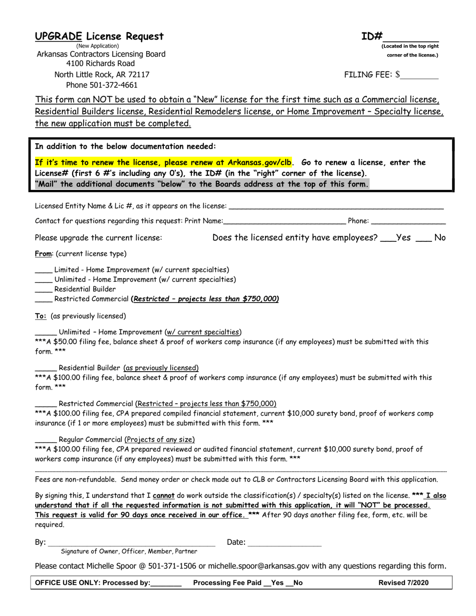 Arkansas Upgrade License Request - Fill Out, Sign Online and Download ...