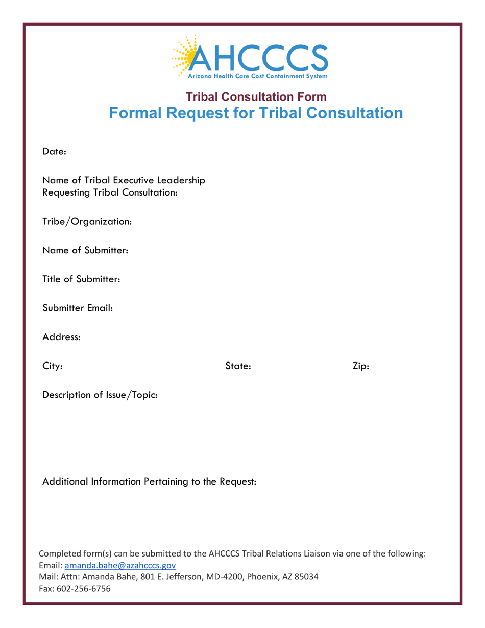 Arizona Formal Request for Tribal Consultation - Fill Out, Sign Online ...