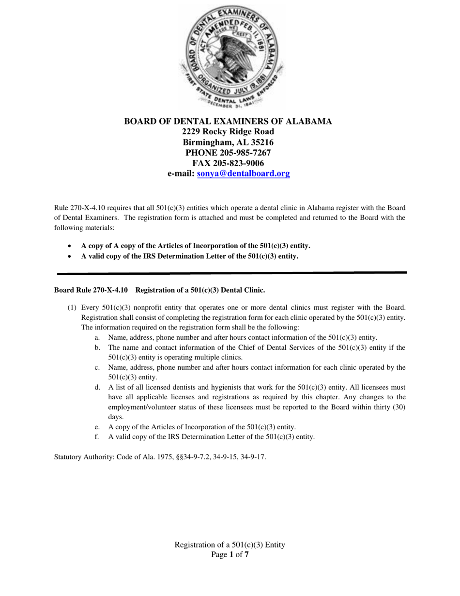 Alabama Registration of a 501(C)(3) Entity - Fill Out, Sign Online and ...
