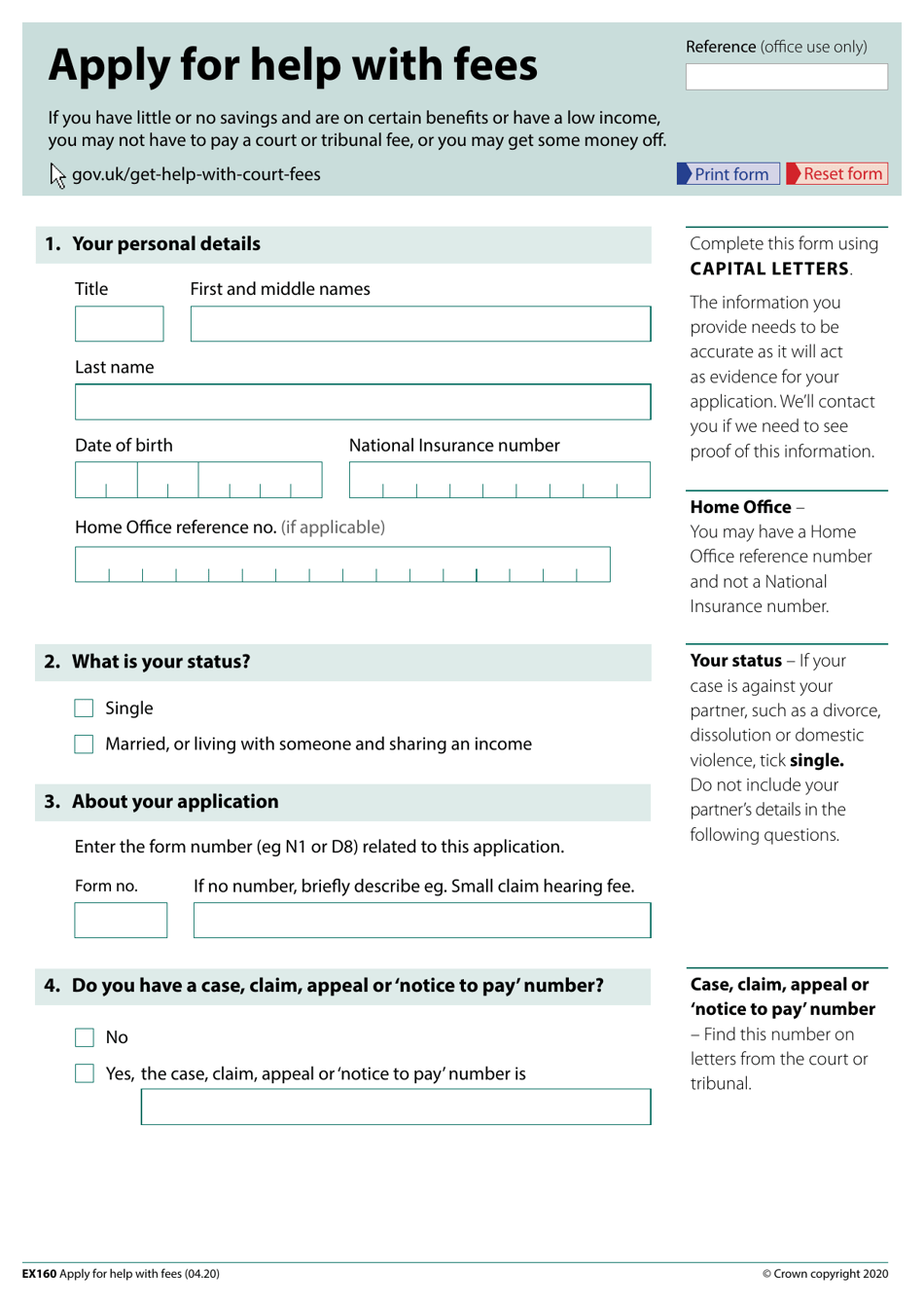 Form EX160 - Fill Out, Sign Online and Download Fillable PDF, United ...