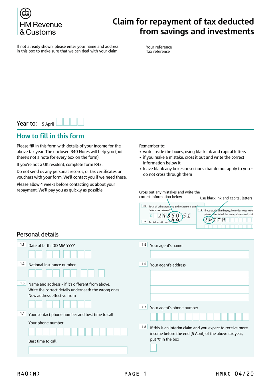 Form R40 - Fill Out, Sign Online and Download Printable PDF, United ...