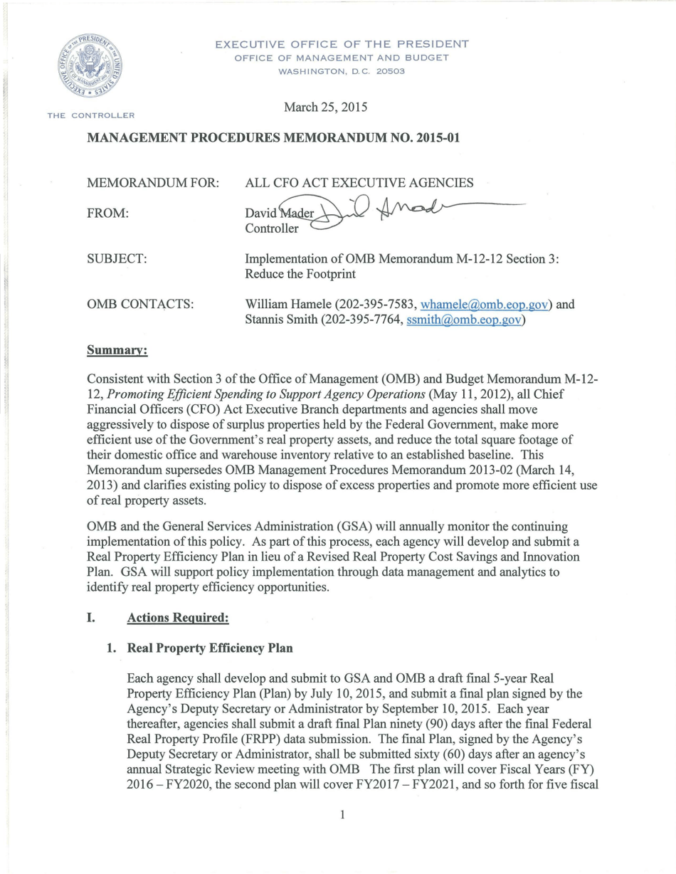 Management Procedures Memorandum No. 2015-01 (Implementation of Omb ...
