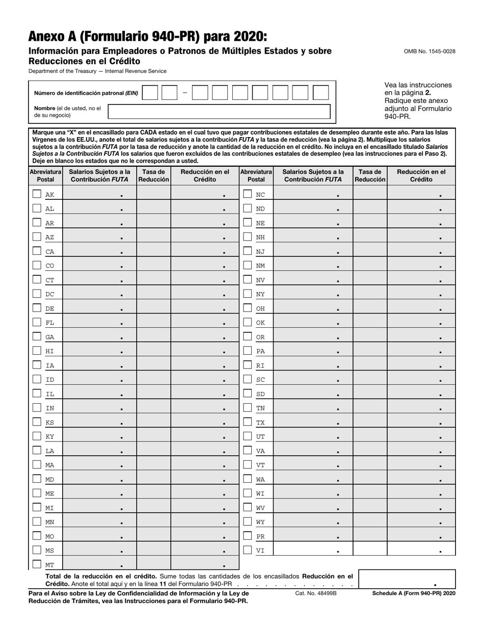 IRS Formulario 940-PR Anexo A - 2020 - Fill Out, Sign Online and ...