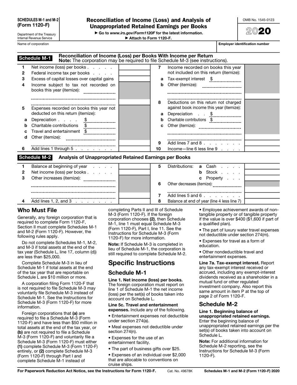 IRS Form 1120 F Schedule M 1 M 2 Download Fillable PDF Or Fill Online IRS Form 1120 F Schedule M 1 M 2 Download Fillable PDF Or Fill Online