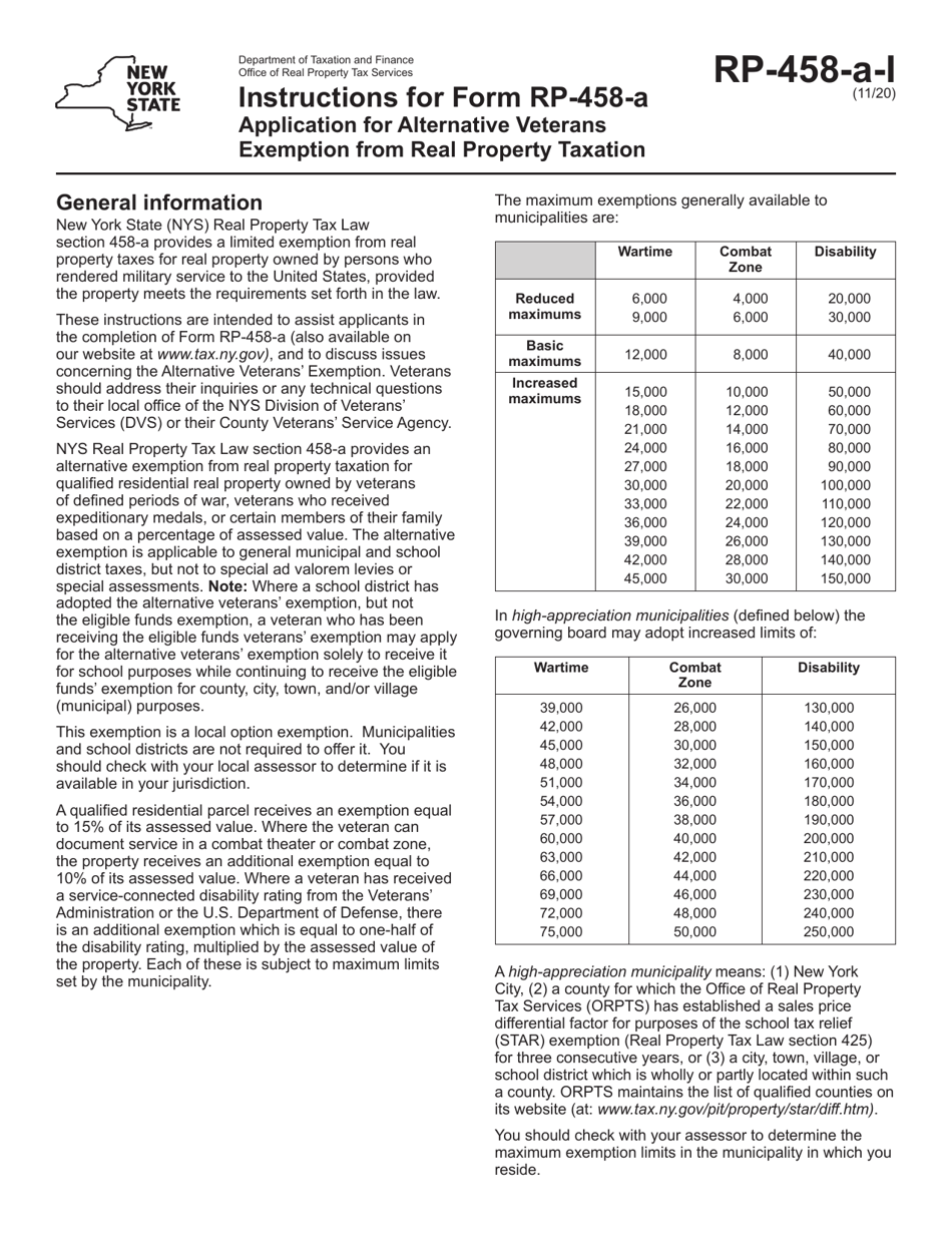 Download Instructions for Form RP-458-A Application for Alternative ...