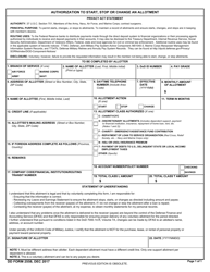 DD Form 2558 Download Fillable PDF or Fill Online Authorization to ...