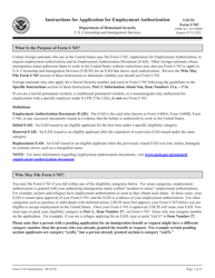 Download Instructions for USCIS Form I-765 Application for Employment ...