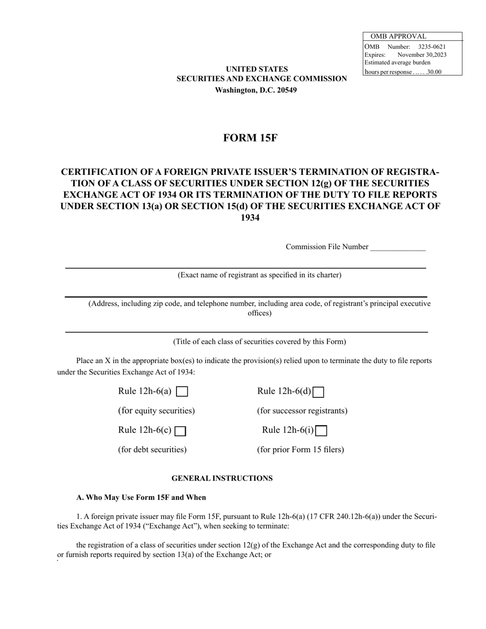 Form 15F - Fill Out, Sign Online and Download Printable PDF ...