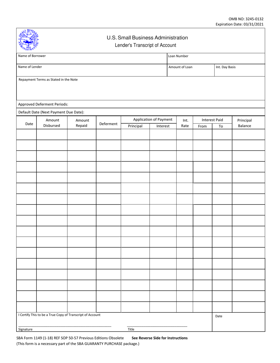 SBA Form 1149 - Fill Out, Sign Online and Download Printable PDF ...