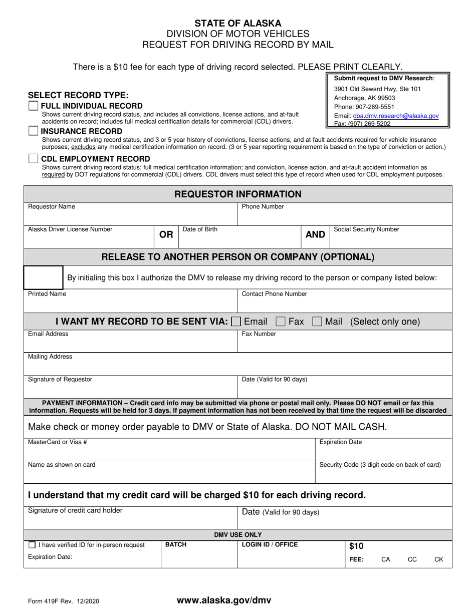 Form 419F - Fill Out, Sign Online and Download Fillable PDF, Alaska ...
