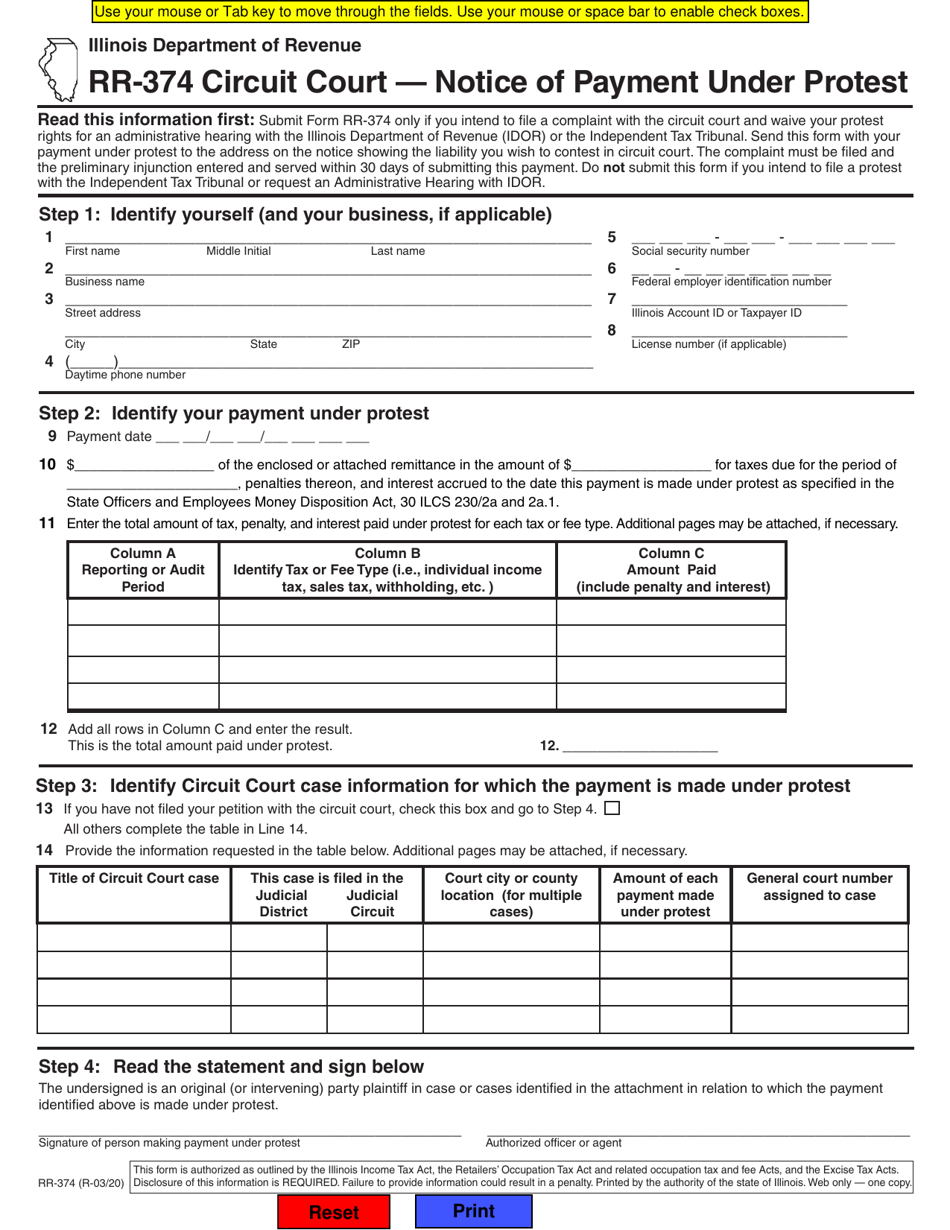 Form RR-374 Download Fillable PDF or Fill Online Circuit Court - Notice ...