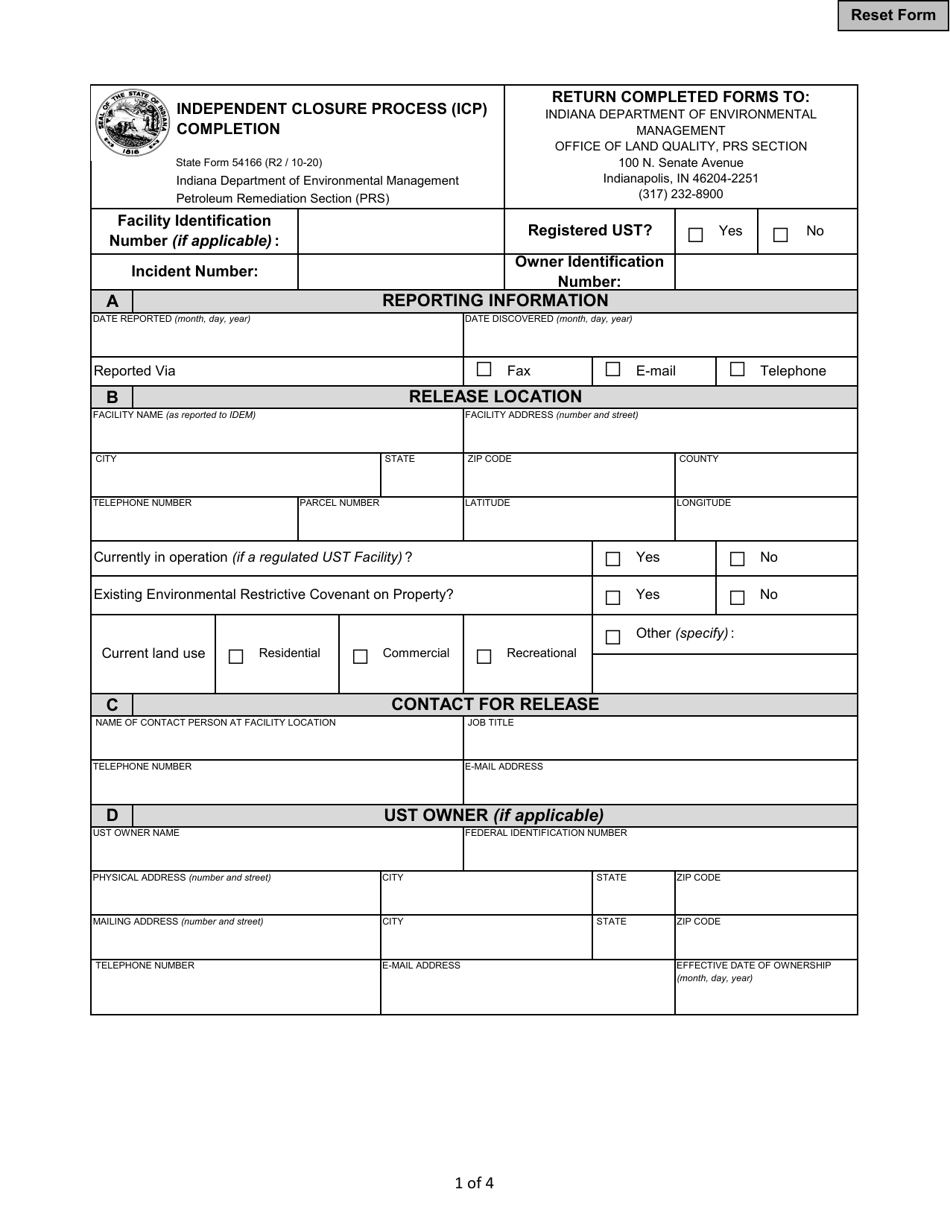 State Form 54166 Download Fillable PDF or Fill Online Independent ...