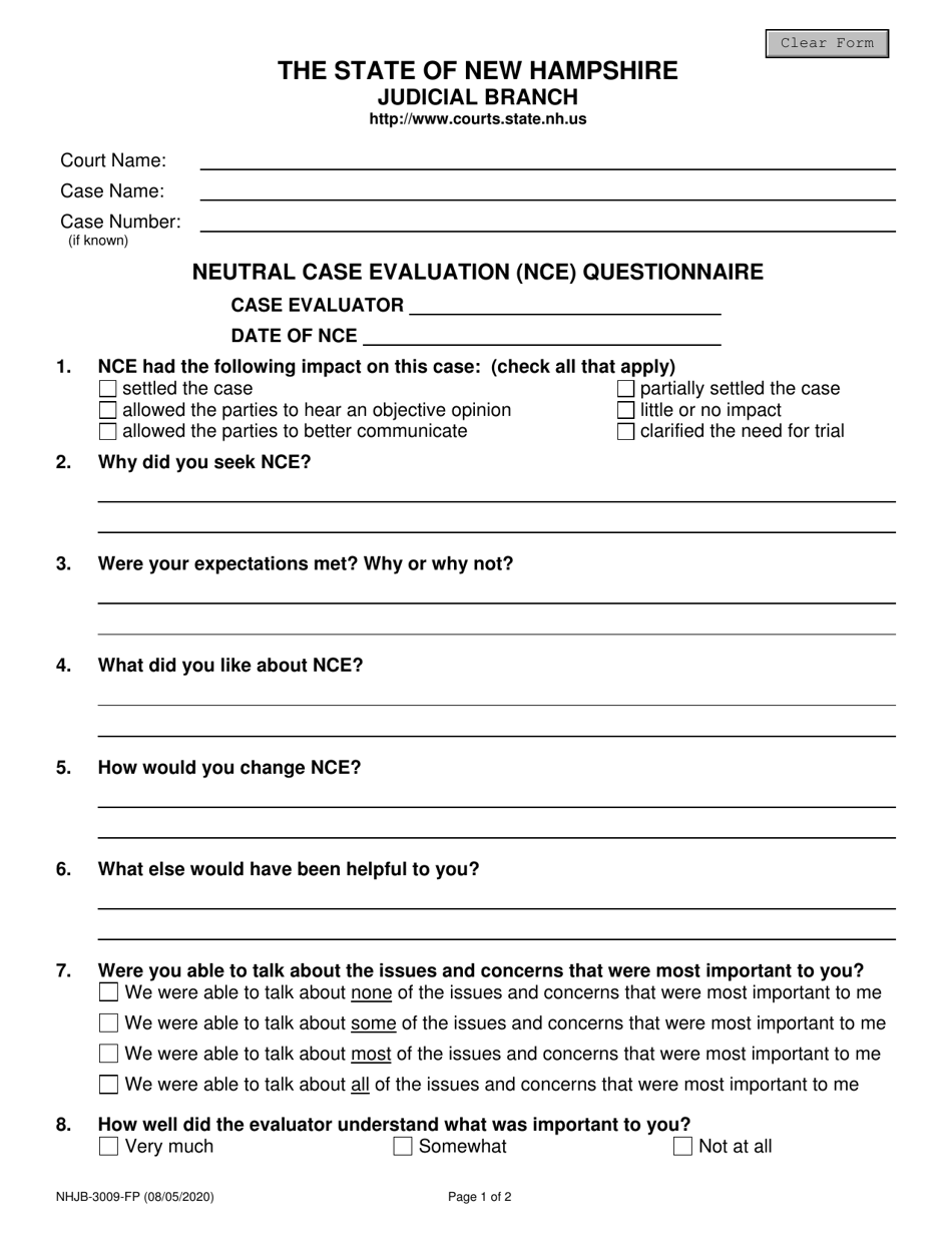 Form NHJB-3009-FP Download Fillable PDF or Fill Online Neutral Case ...