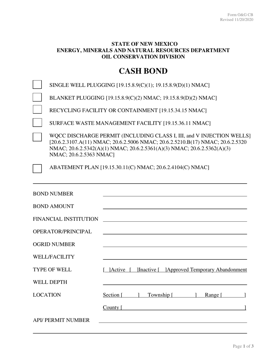Form O&G CB - Fill Out, Sign Online and Download Printable PDF, New ...
