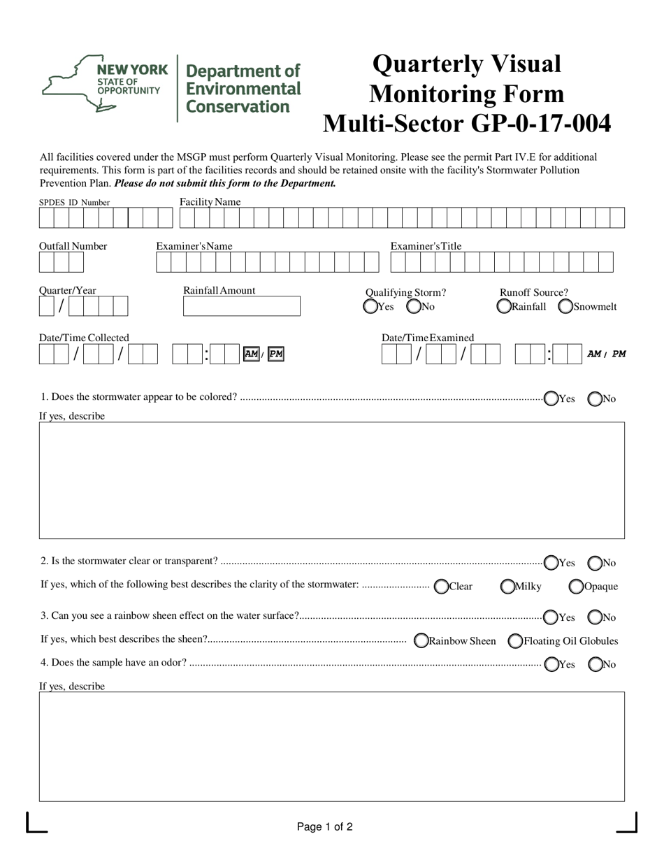 New York Quarterly Visual Monitoring Form Multi-Sector Gp-0-17-004 ...
