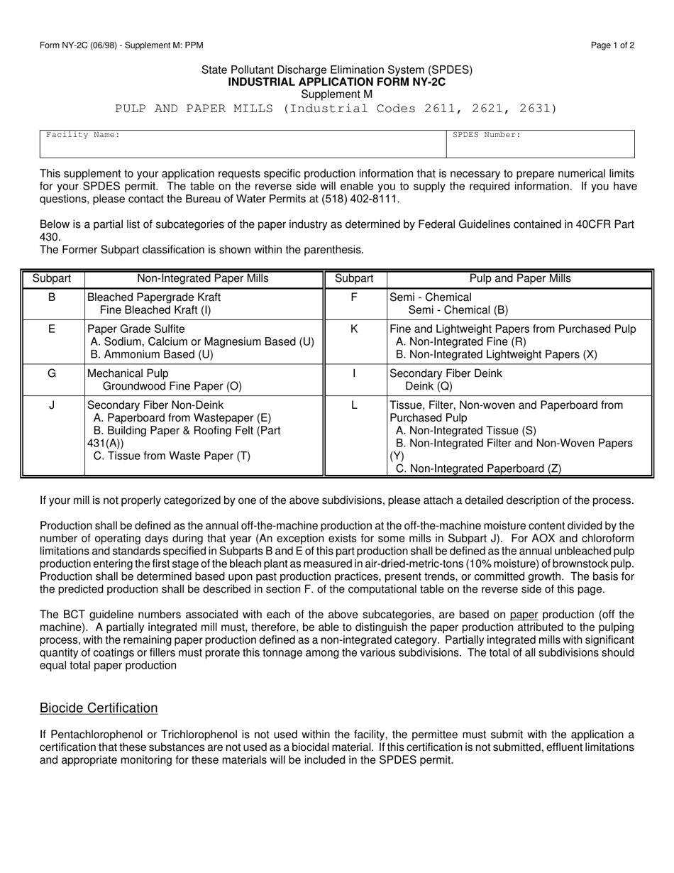 Form NY-2C Supplement M - Fill Out, Sign Online and Download Fillable ...