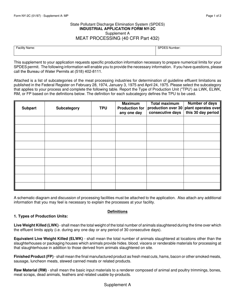 Form NY-2C Supplement A - Fill Out, Sign Online and Download Fillable ...