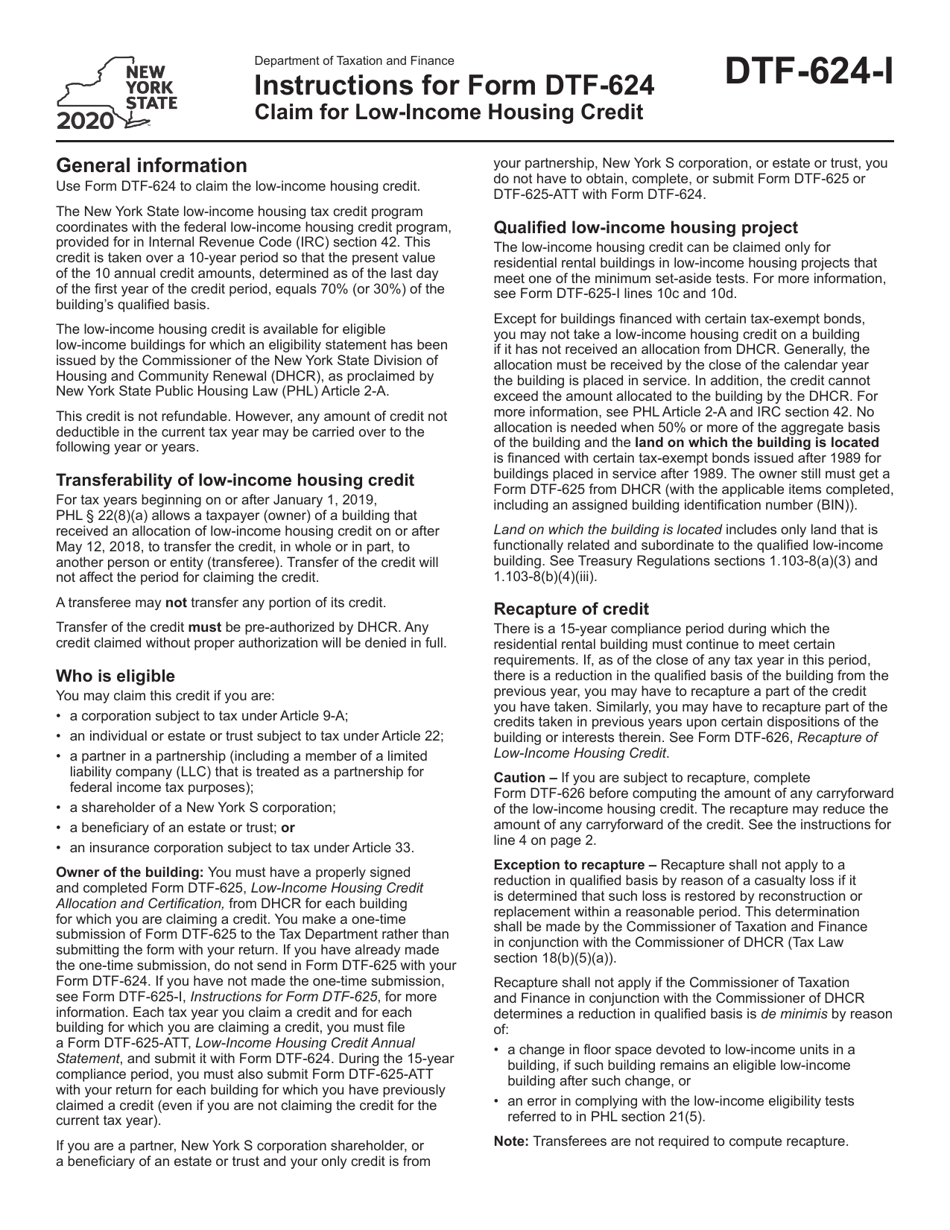 Download Instructions for Form DTF-624 Claim for Low-Income Housing ...