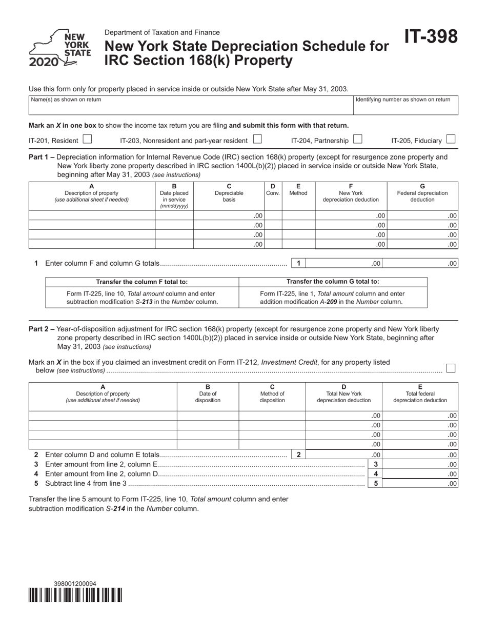Form IT-398 Download Fillable PDF or Fill Online New York State ...