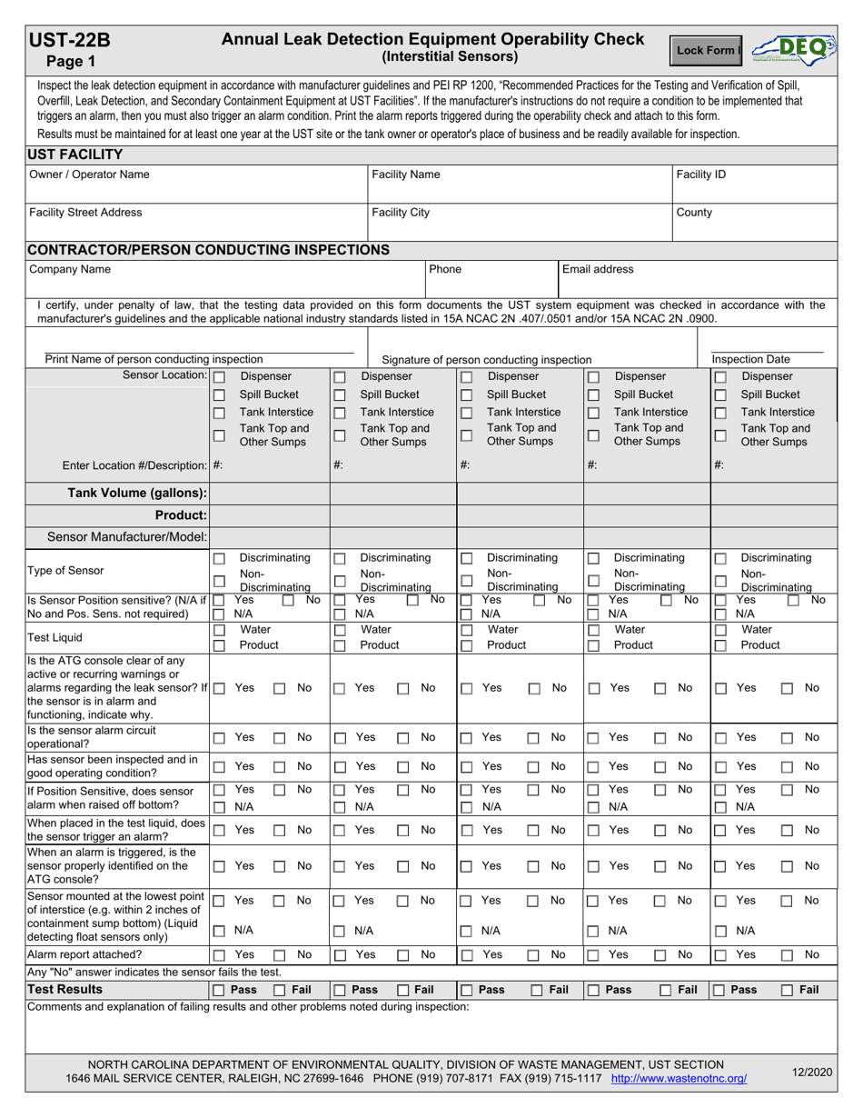 Form UST-22B Download Fillable PDF or Fill Online Annual Leak Detection ...