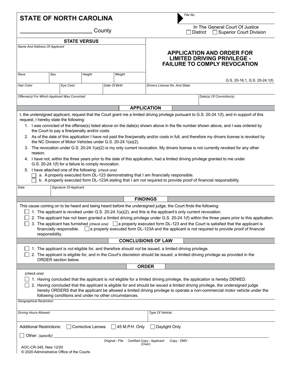 Form AOC-CR-345 - Fill Out, Sign Online and Download Fillable PDF ...