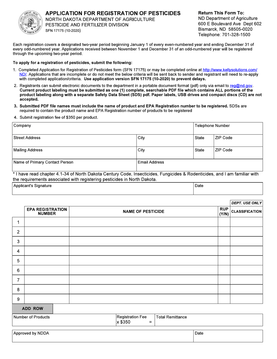 Form SFN17175 Download Fillable PDF or Fill Online Application for ...