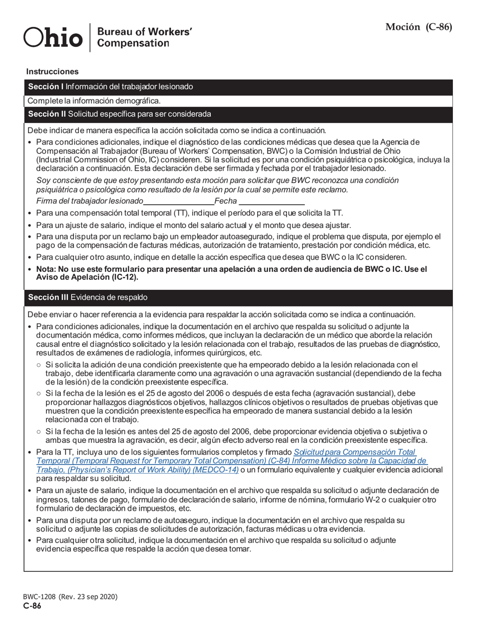 Formulario C-86 (BWC-1208) - Fill Out, Sign Online and Download ...