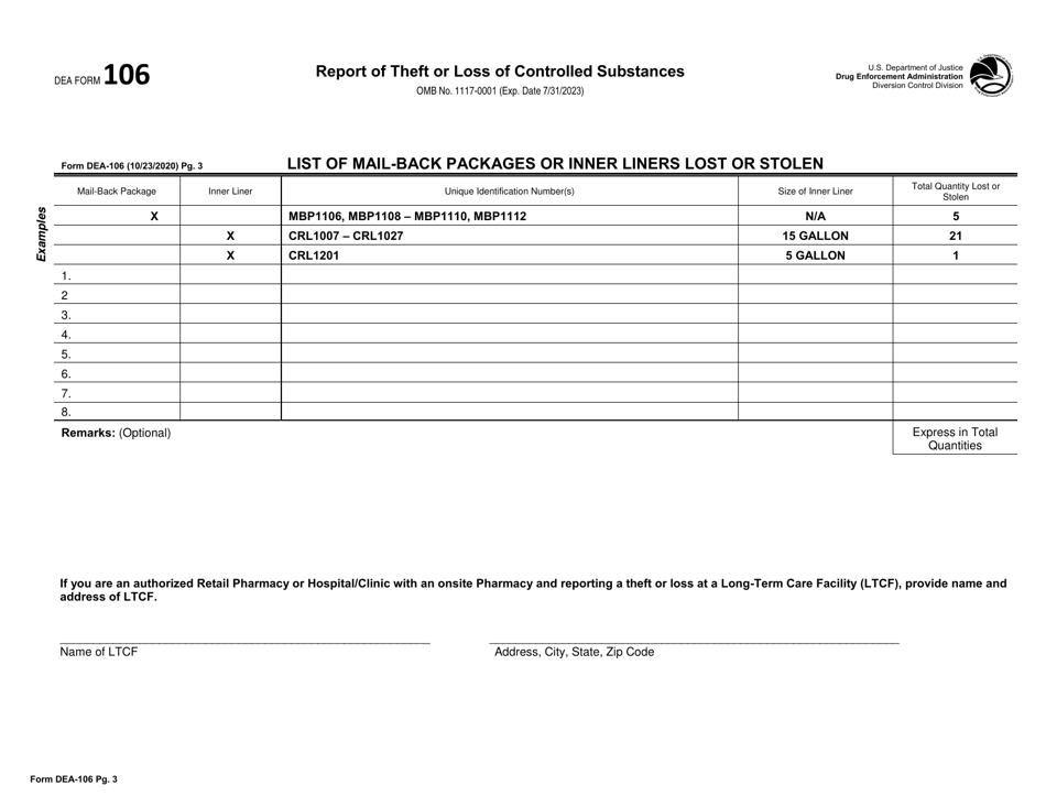 DEA Form 106 - Fill Out, Sign Online and Download Fillable PDF ... DEA Form 106 - Fill Out, Sign Online and Download Fillable PDF ...