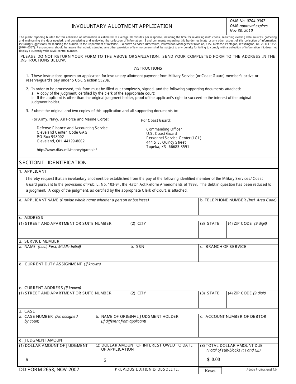 Da Form 2653 R Fillable - Printable Forms Free Online